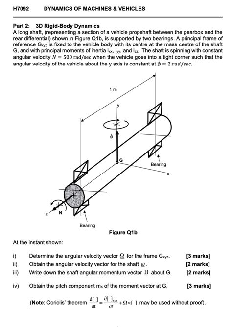 Solved Part D Rigid Body Dynamics A Long Shaft Chegg