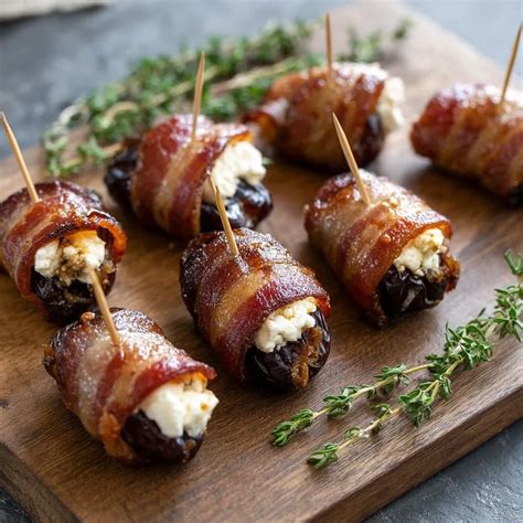 Bacon Wrapped Dates Stuffed With Goat Cheese