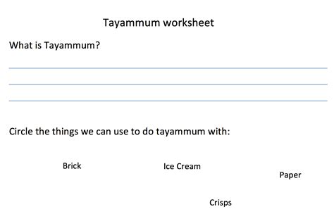 Tayammum Worksheet Safar Resources