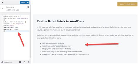 Change And Create Custom Bullet Points In WordPress