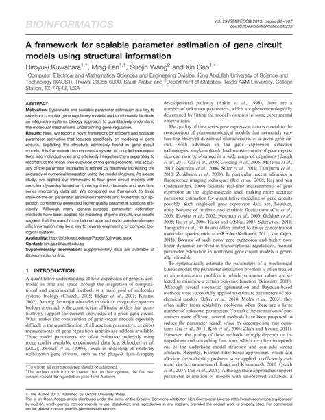 Pdf A Framework For Scalable Parameter Estimation Of Gene Circuit