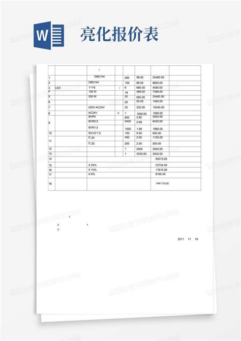 Led亮化工程预算清单word模板下载编号labbgeyb熊猫办公