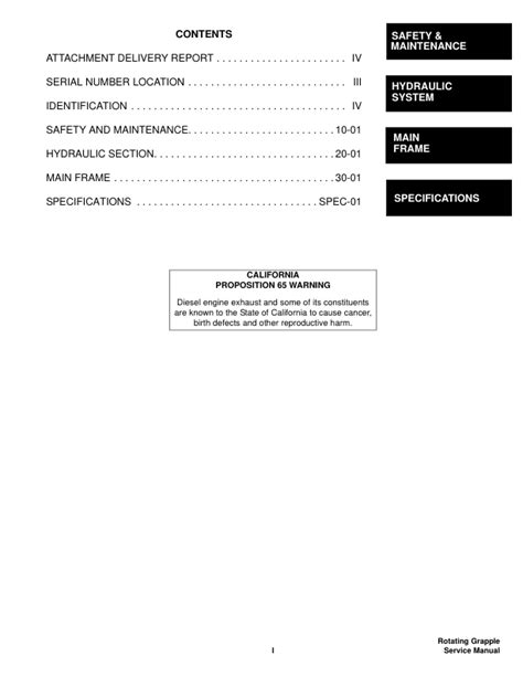 Bobcat Rotating Grapple 30 Rotating Grapple 40 Service Manual