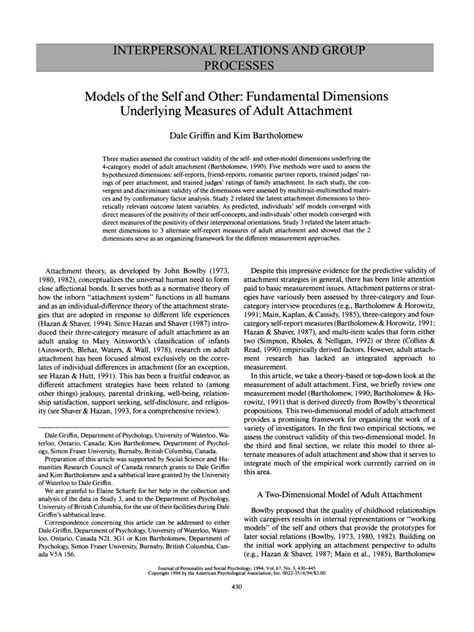 Pdf Models Of The Self And Other Fundamental Dimensions Underlying