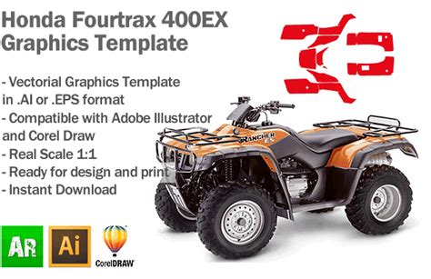 Honda Fourtrax 350ES ATV Quad Graphics Template Artabrian Graphic