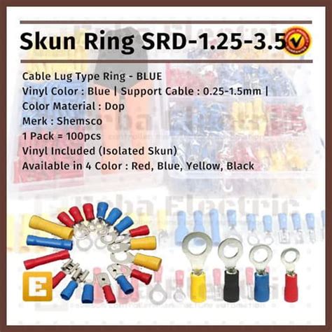 Jual Dijual Cable Lug Skun O 1 25 3 5 Skun Ring Skun Tusuk Isolasi Biru Shopee Indonesia