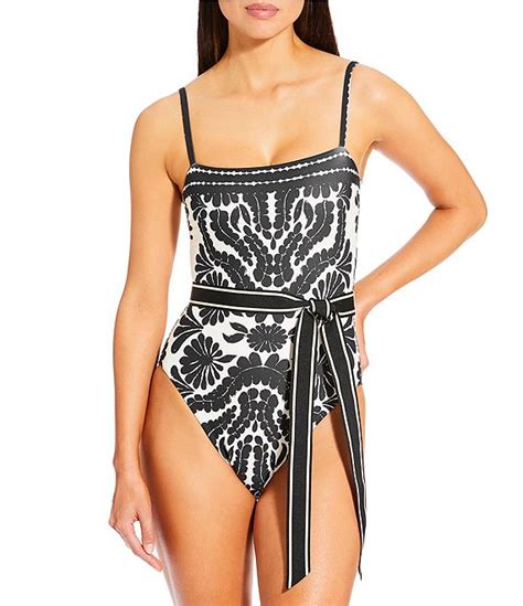 Antonio Melani Talavera Bandeau Ribbon Belt One Piece Swimsuit Dillards