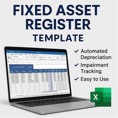 Fixed Asset Register Excel Template Automated Depreciation Tracker