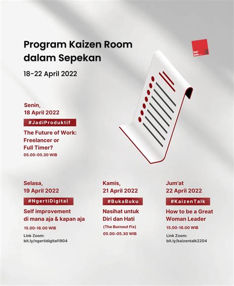 Kaizen Room Catet Ini Dia Timeline Kaizen Room Sepekan