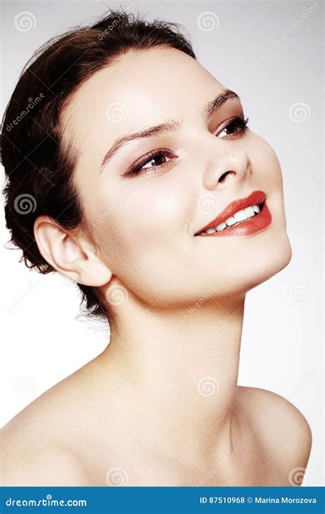 Beautiful Model With Fashion Make Up Close Up Portrait Woman With