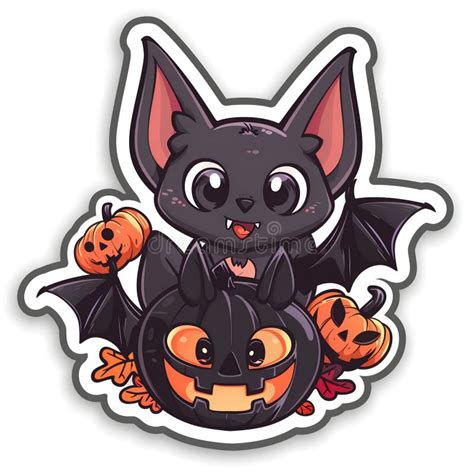 Cute Halloween Bat And Jack O Lantern Stock Illustration