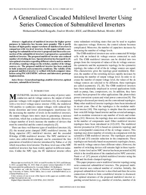 Pdf A Generalized Cascaded Multilevel Inverter Using Series Connection Of Submultilevel Inverters