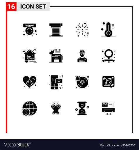 user interface pack 16 basic solid glyphs of vector image