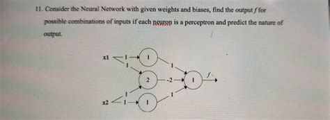 11 consider the neural network with given weights and biases find the o