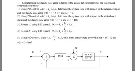 solved 1 5 determine the steady state error in terms of