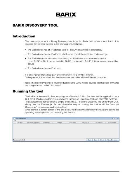 Barix Software Discovery Tool V17 User Guide Pdf