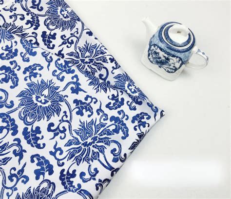 Blue And White Porcelain Brocade Clothing Fabric Tang Suit Cheongsam