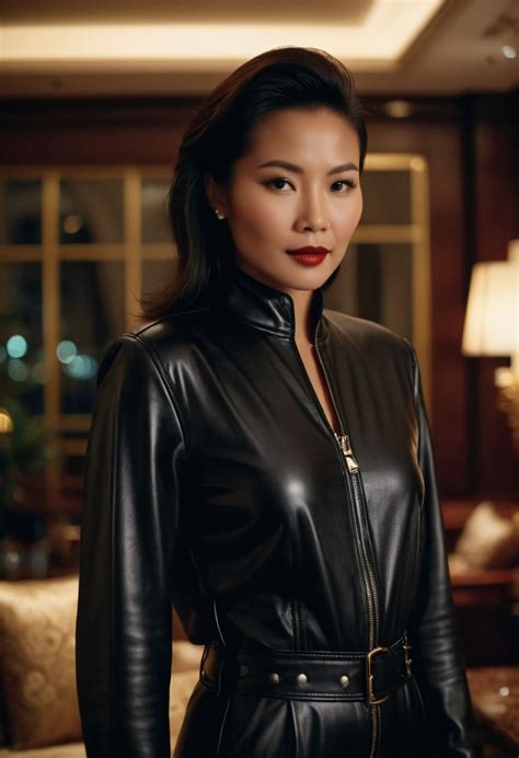 Lulu Chu In Black Leather Jumpsuit Macau Living Room Stable