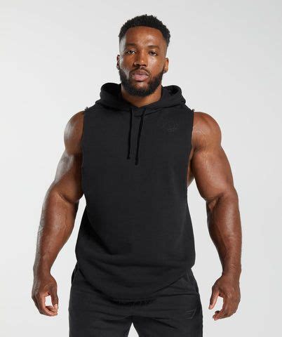 Gymshark Legacy Drop Arm Hoodie Black Black Hoodie Sleeveless