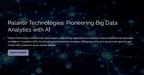 Palantir Technologies Pioneering Big Data Analytics With Ai