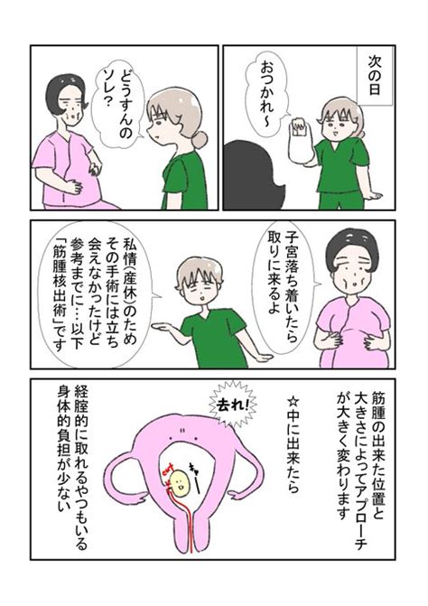 筋腫合併妊娠のエピローグ 筋腫核出術について 久しぶりに長いの描いたら首 なかじょん 7歳3歳2歳 さんのマンガ ツイコミ 仮