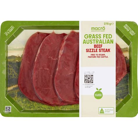 Macro Grass Fed Beef Sizzle Steaks 275g Woolworths