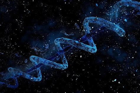 Blue Double Helix Dna Depiction Premium Ai Generated Image