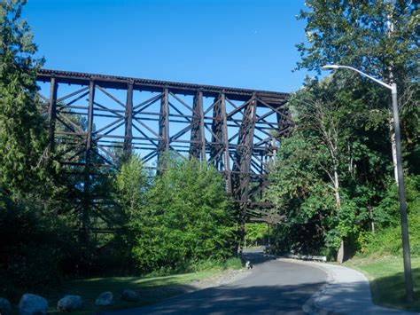 A Railroad Trestle Bridge Set Against A Clear Blue Summer Sky Stock Image Image Of Northwest