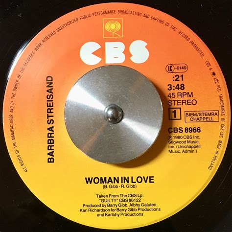 1980 Barbra Streisand Woman In Love Vinyl 7 45 Rpm Single