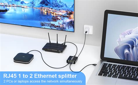 Rj45 Ethernet Splitter 1 To 2 Gigabit Network Splitter With Usb Power Cable Rj45