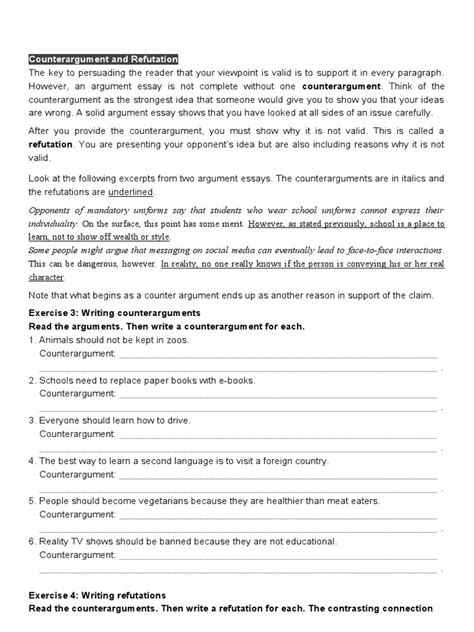 counter argument and refutation pdf essays argument