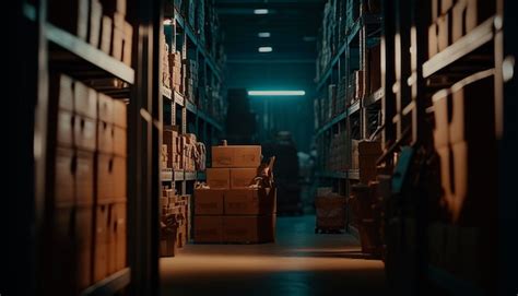 Premium Photo Inside The Storage Enhances The Orderly Rows Of Boxes