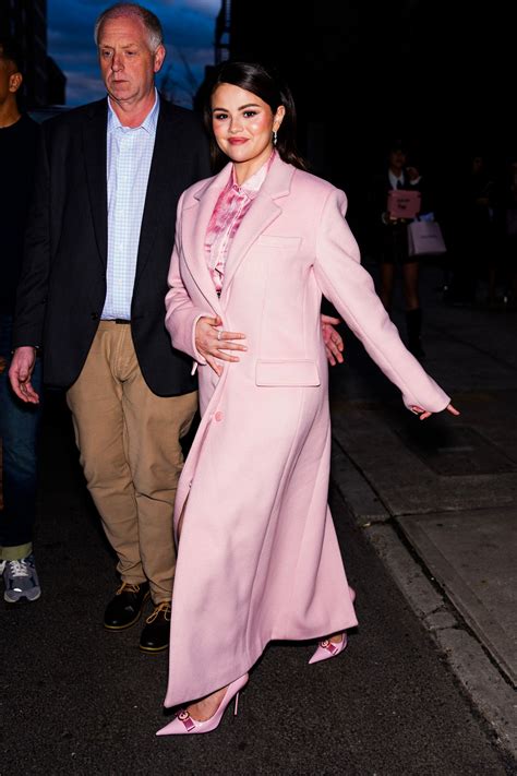 Selena Gomezs Head To Toe Pink Look Is Part Mad Men Part Barbie Glamour