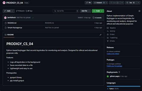 Cybersecurity Ethicalhacking Python Keylogger Prodigyinfotech