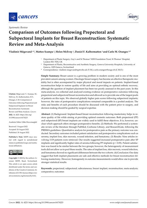 Pdf Comparison Of Outcomes Following Prepectoral And Subpectoral