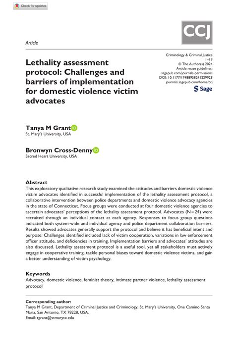 Pdf Lethality Assessment Protocol Challenges And Barriers Of Implementation For Domestic