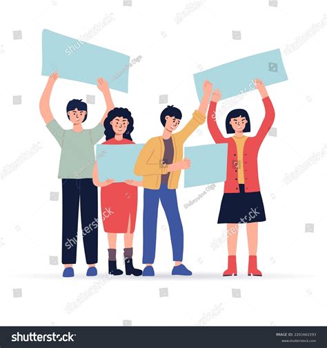 People Holding Blank Placards Protest Human Stock Vector Royalty Free