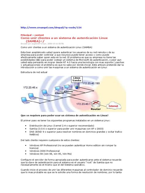 Configuring Linux Samba Authentication For Windows Client Integration Pdf Directorio Activo