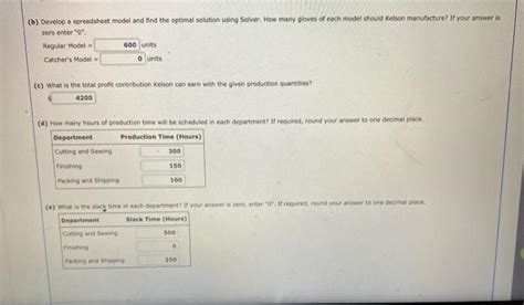 solved b develop a spreadsheet model and find the
