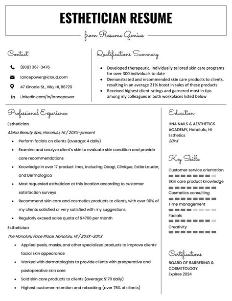 Esthetician Job Description Sample At Oscar Levy Blog