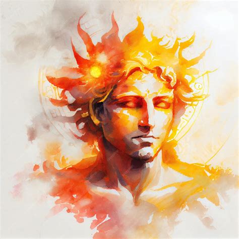 Helios Dios Griego Mitos Leyenda Criatura Acuarela Impresión De Alta