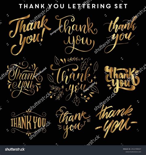 Thank You Golden Lettering Set Stock Vector Royalty Free 2513799437