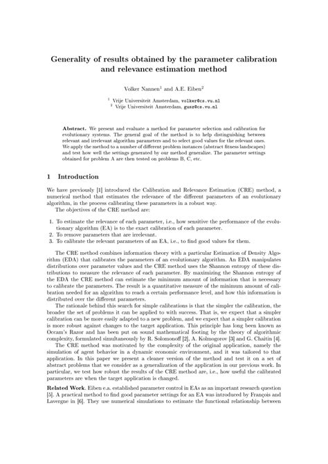 pdf generality of results obtained by the parameter calibration and