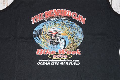 Vintage The Bearded Clam Y2k Motorcycle Bike Week Tan… Gem