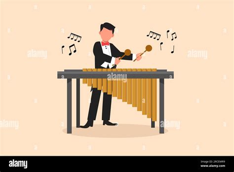 Business Flat Cartoon Style Draw Man Percussion Player Character Play