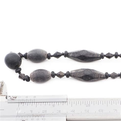 Vintage Czech Black Glass Bead Necklace