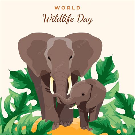 Free Vector Flat World Wildlife Illustration With Flora And Fauna