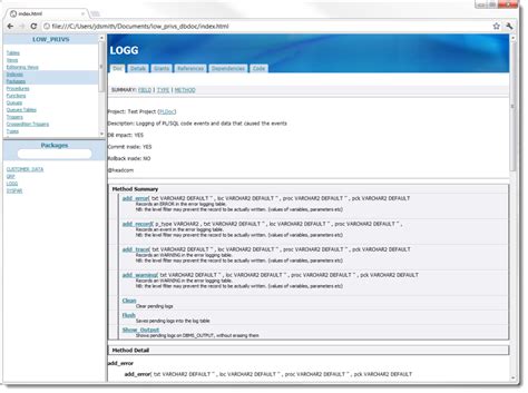 Javadoc For The Oracle Database A La Dbdoc