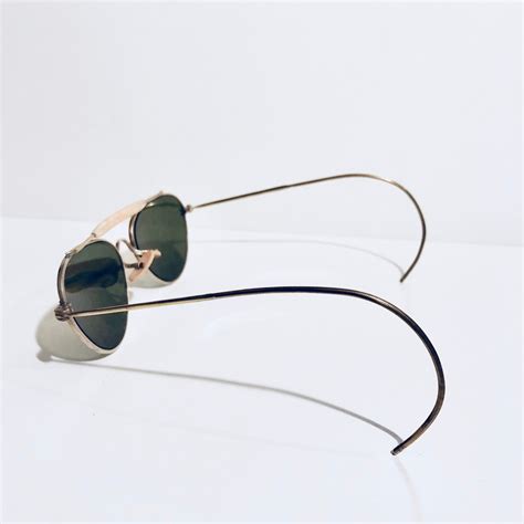 Vintage 80s Goldtone Aviator Shooting Sunglasses Etsy