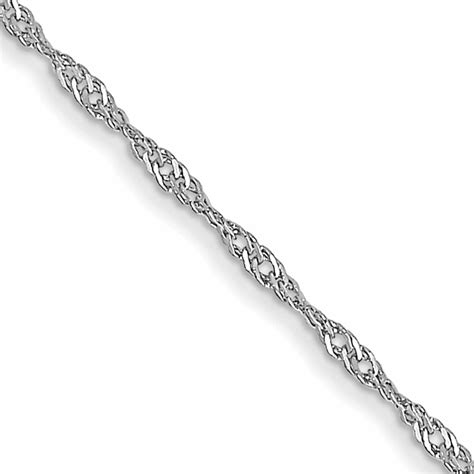 Designer 14k White Gold Wg 1mm Singapore Chain Carded Length20